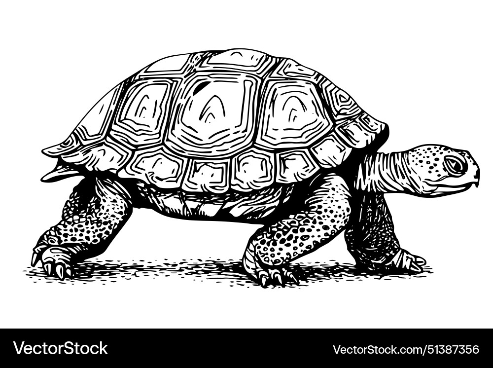 Turtle hand drawn ink sketch engraved style Vector Image