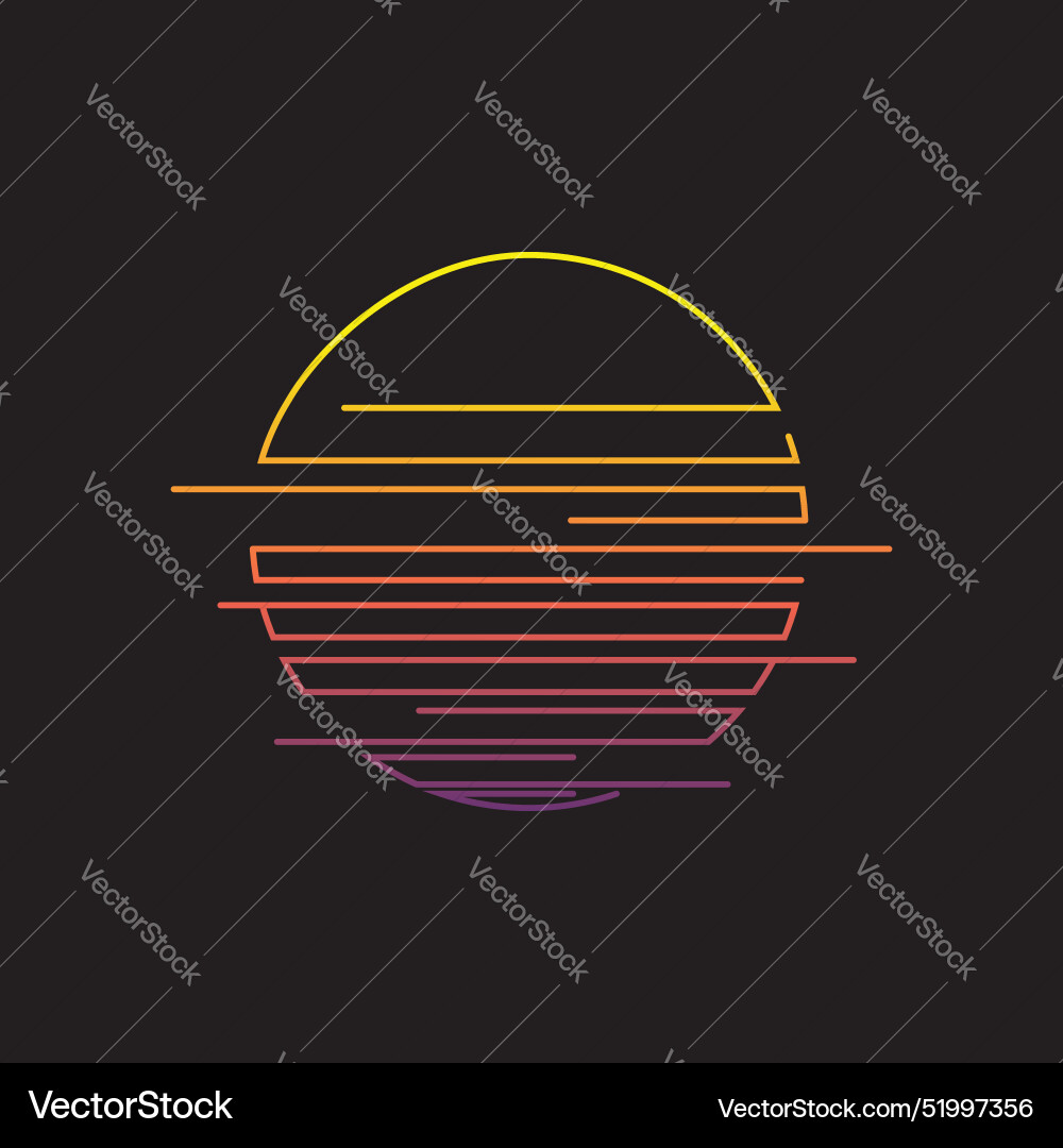 Yellow striped geometric sun Royalty Free Vector Image