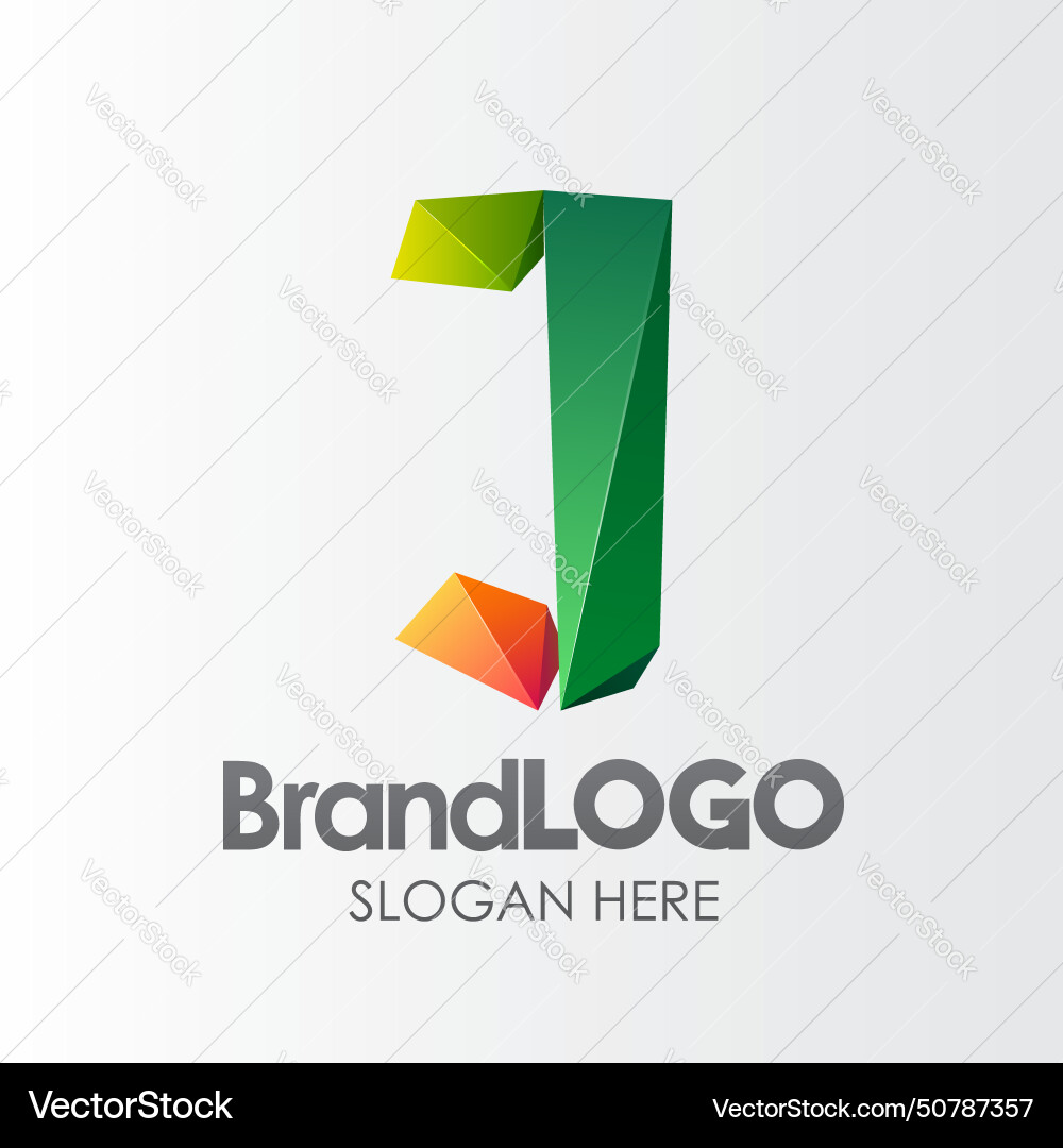 Brand logo letter j template 3d shape low poly Vector Image