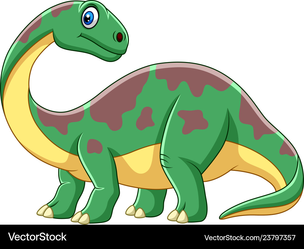 Cartoon smiling brontosaurus Royalty Free Vector Image