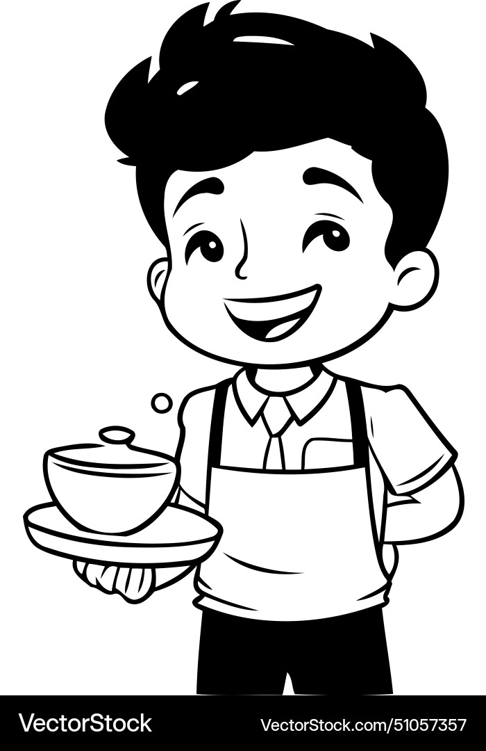 Coffee shop waiter - cartoon Royalty Free Vector Image