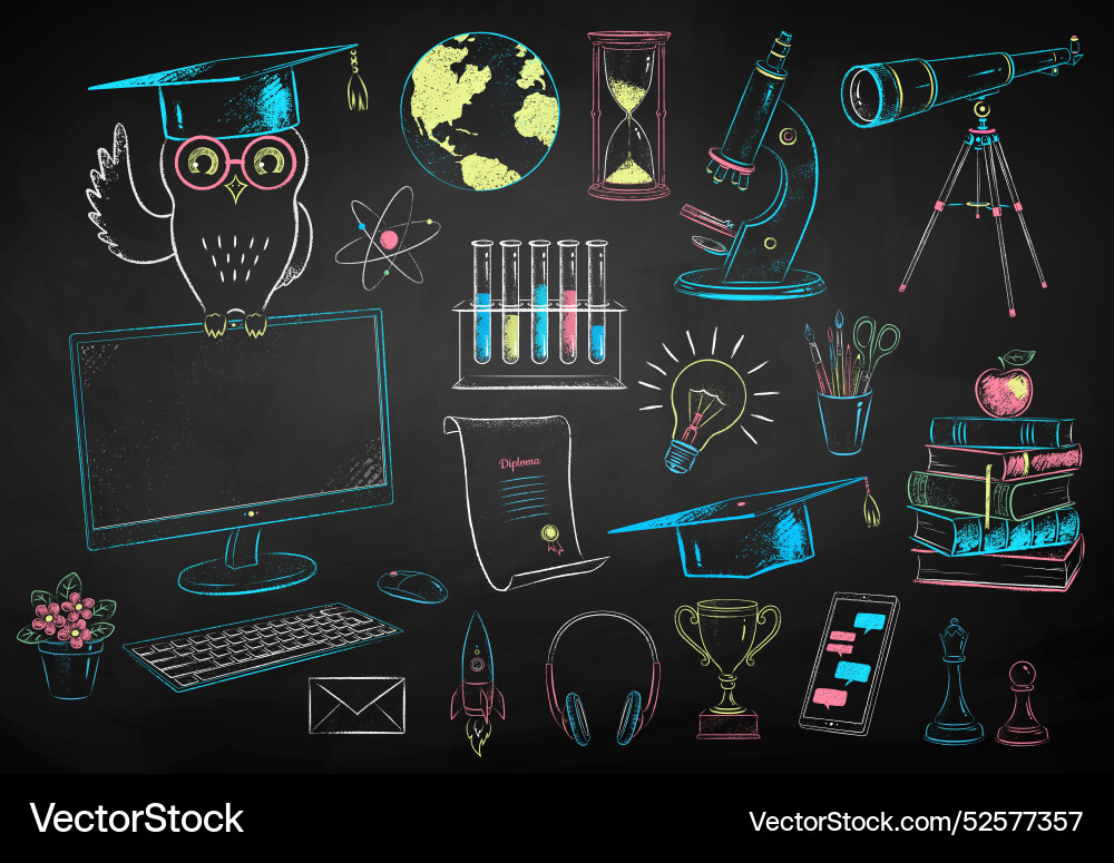 Education & Science Chalk Set Royalty Free Vector Image