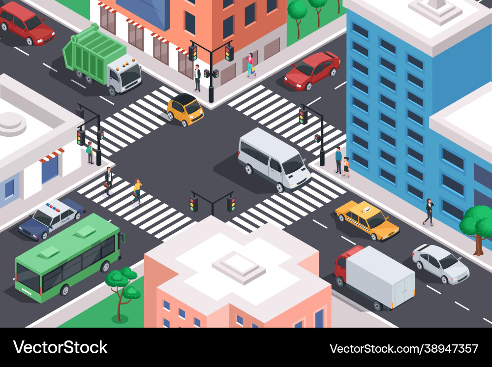 Traffic Jam Isometric Vector Images (over 170)
