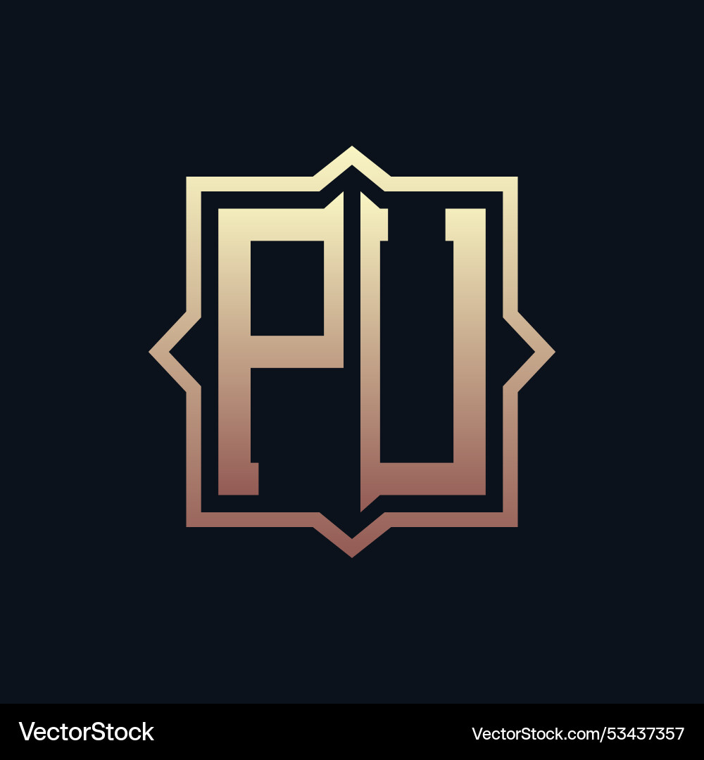 Luxury initial pu monogram logo design elegant Vector Image