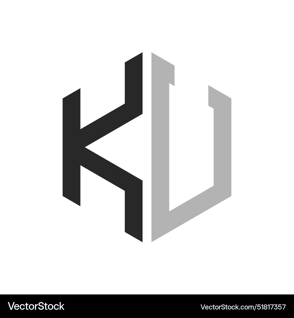 Modern unique hexagon letter ku logo design Vector Image