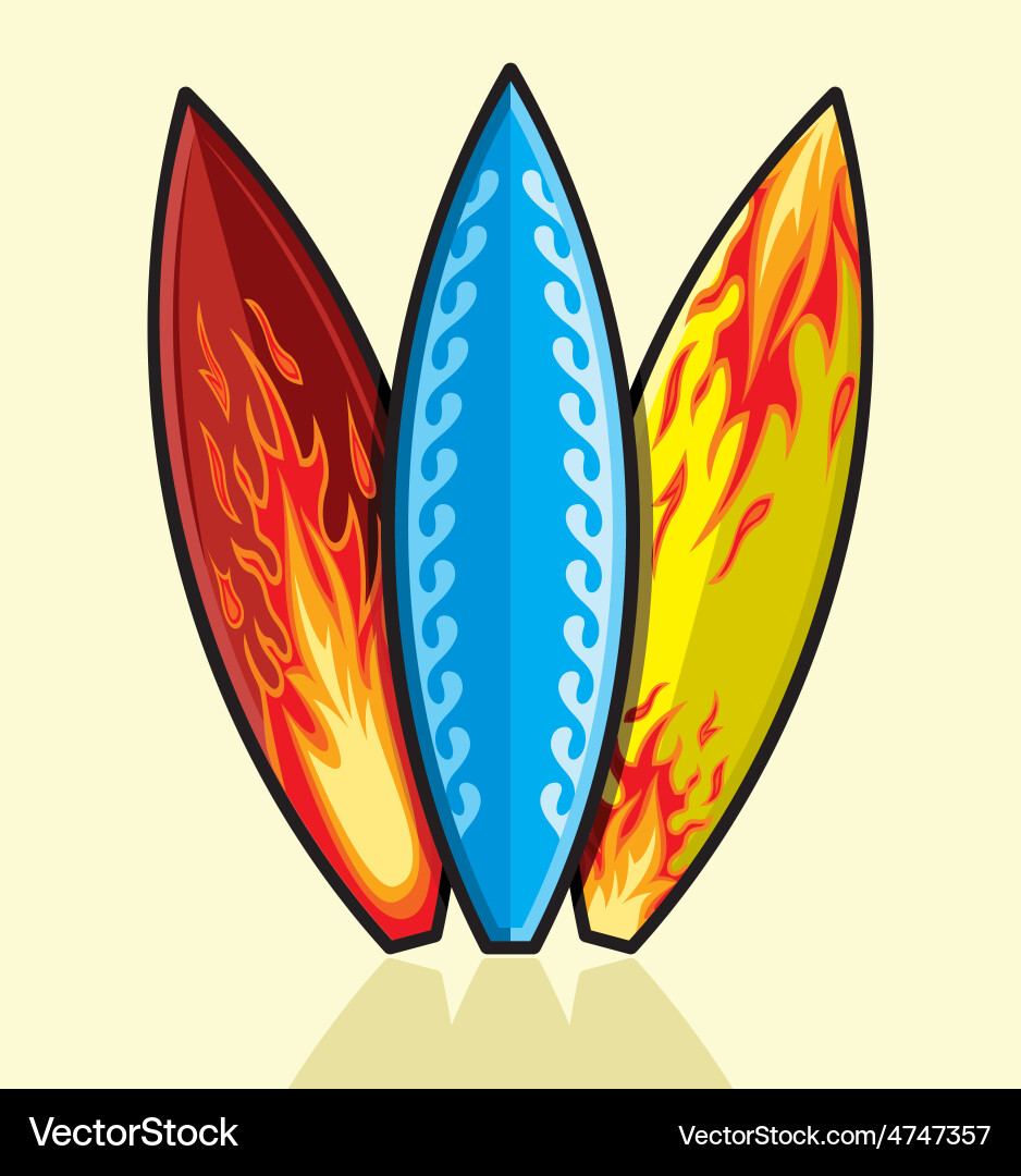 Surf daska 3 kom resize Royalty Free Vector Image