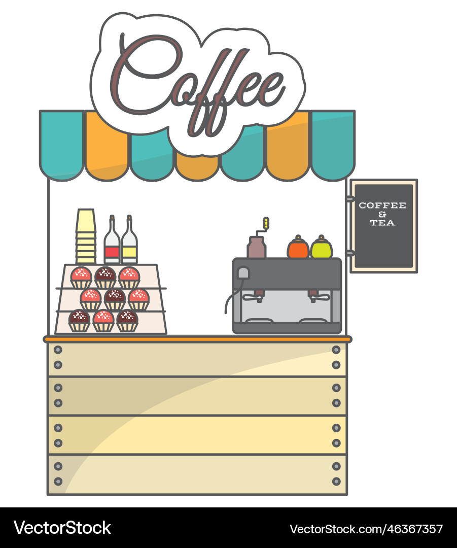 Tea coffee street shop showcase Royalty Free Vector Image