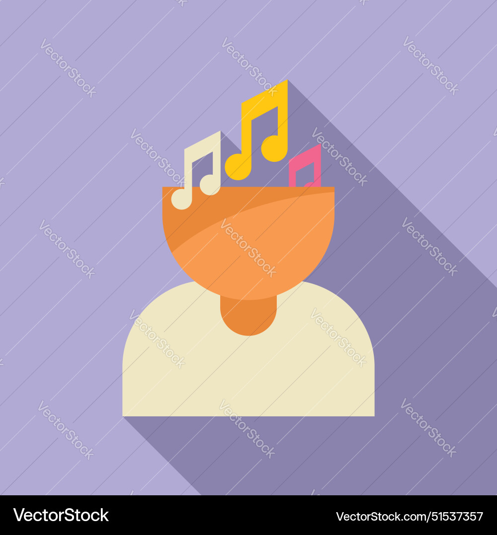 Thinking about music with notes Royalty Free Vector Image