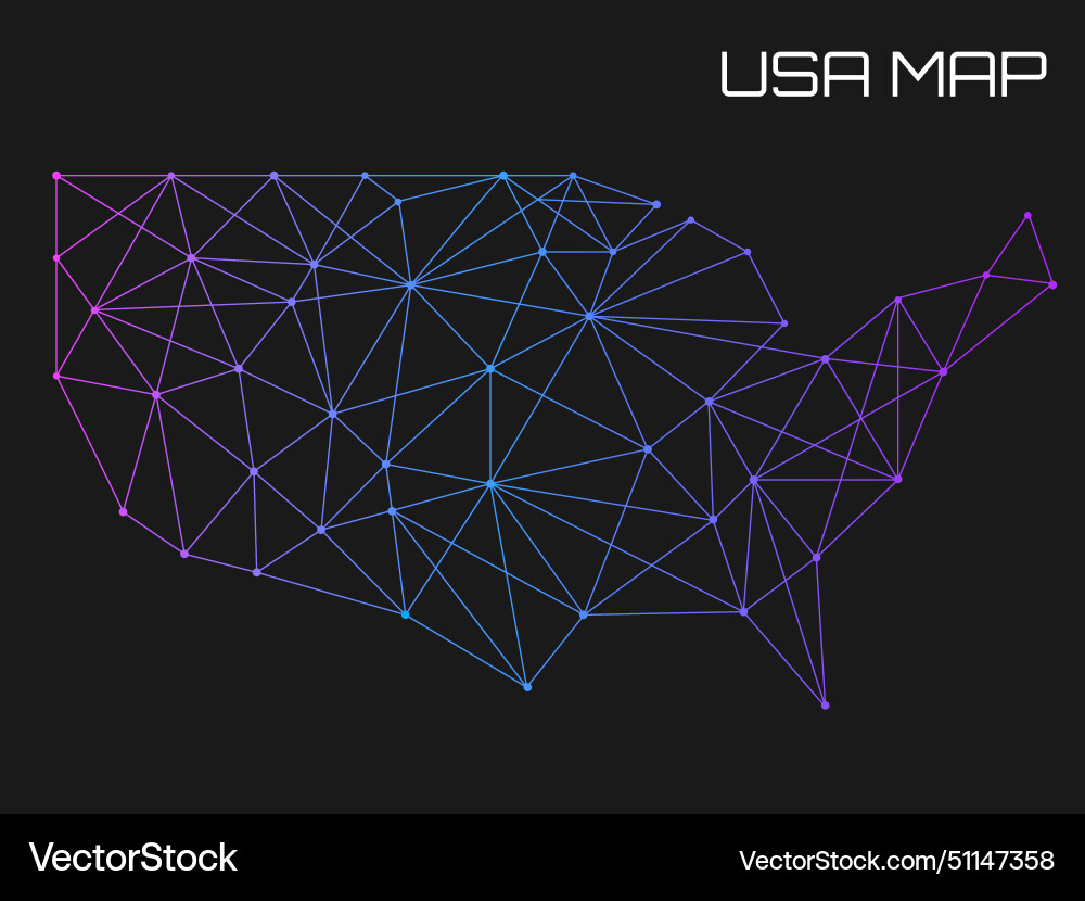 Abstract usa map of line and point geometric Vector Image