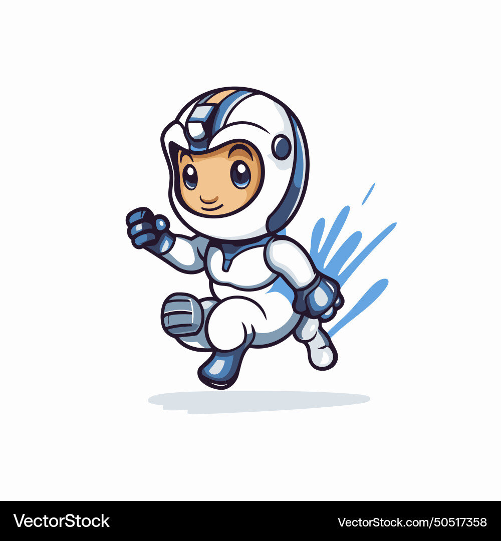 Astronaut running cartoon cute Royalty Free Vector Image
