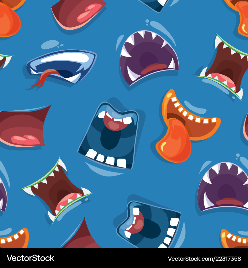 Cartoon Monster Mouth Pattern Royalty Free Vector Image