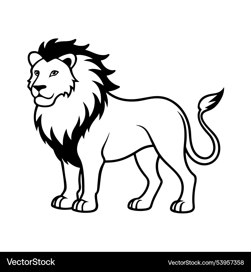 Lion outline and symbols Royalty Free Vector Image