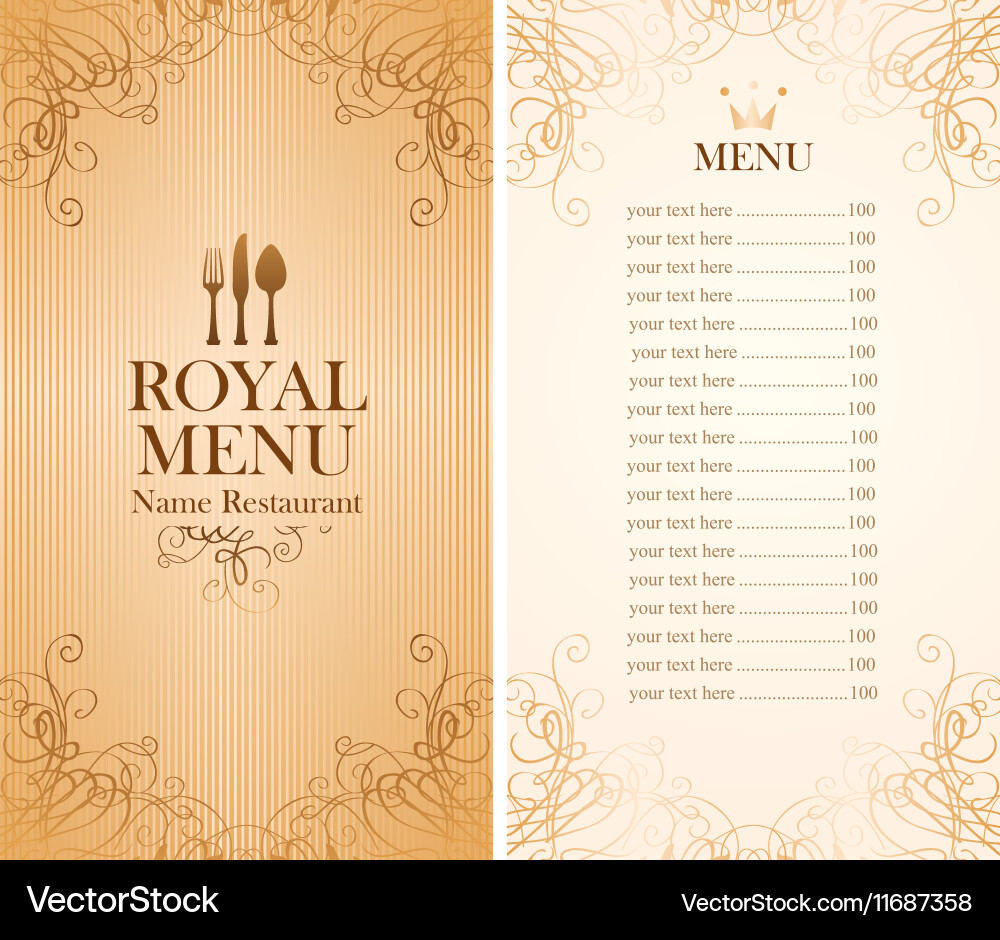 Royal menu for a cafe Royalty Free Vector Image