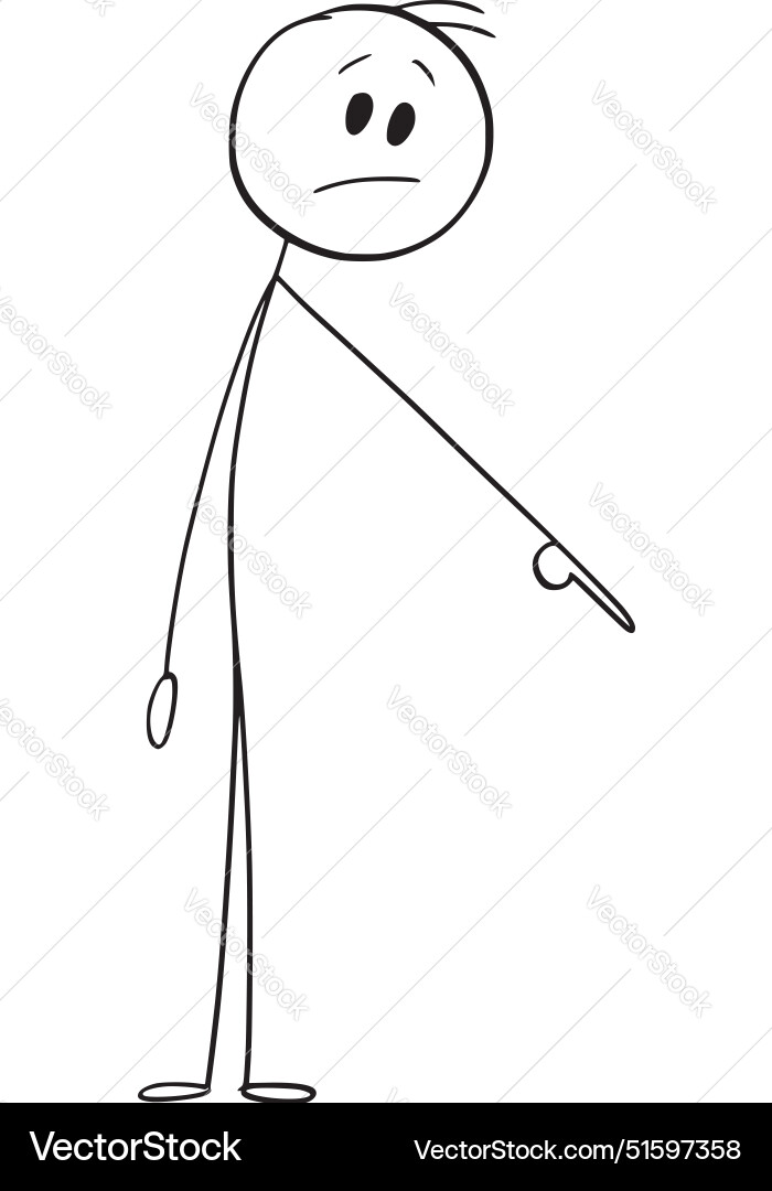 Sad person pointing down at something cartoon Vector Image