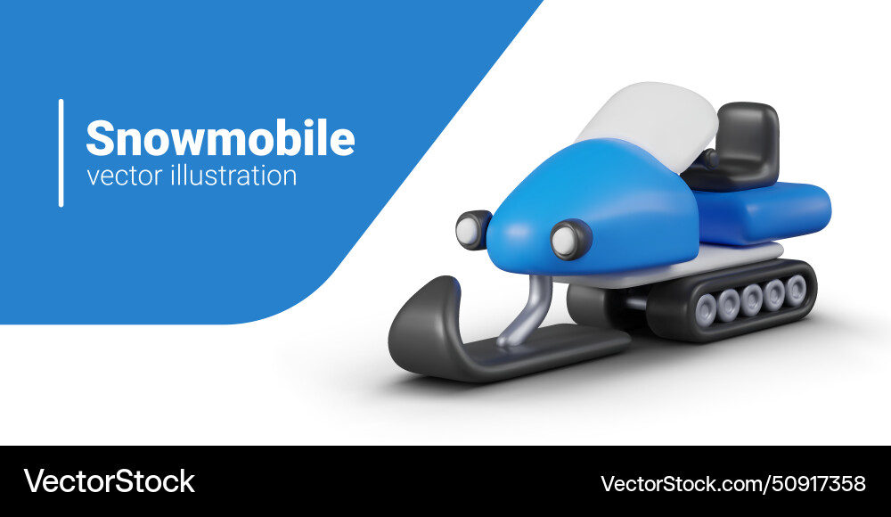 Snowmobile closeup one seater vehicle Royalty Free Vector