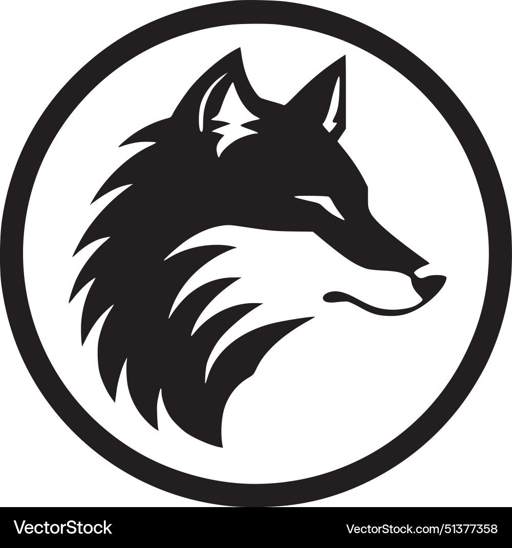 Wolf - black and white isolated icon Royalty Free Vector