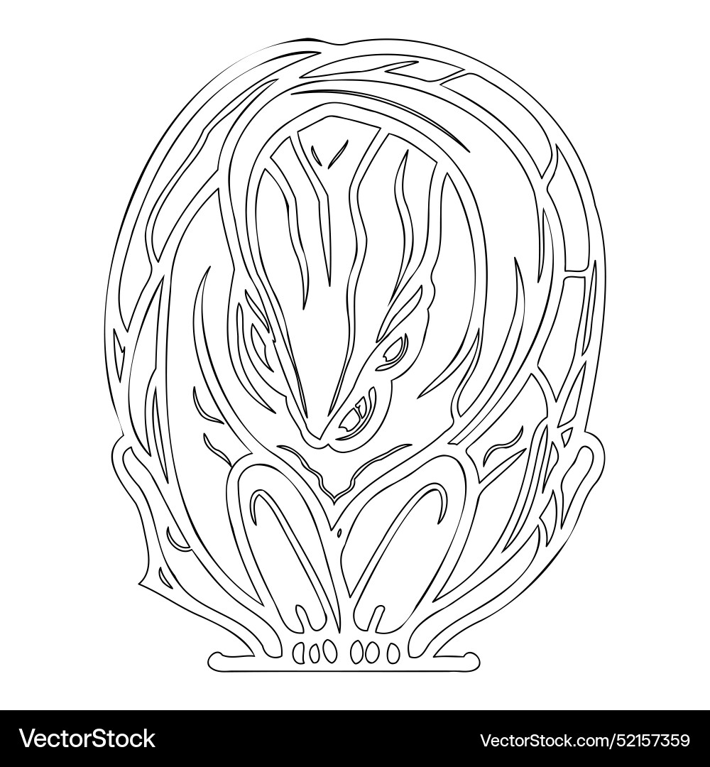 Alien outline sketch Royalty Free Vector Image