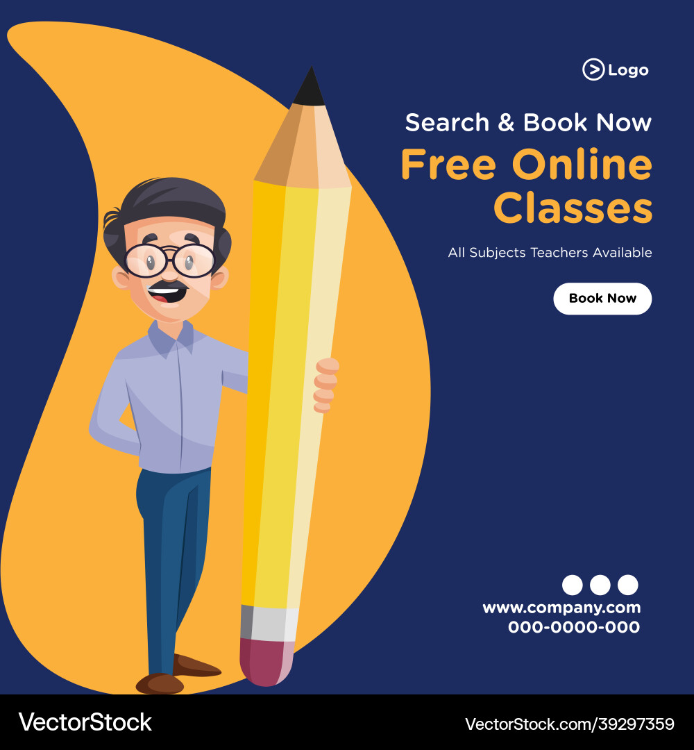 Banner design of online classes Royalty Free Vector Image