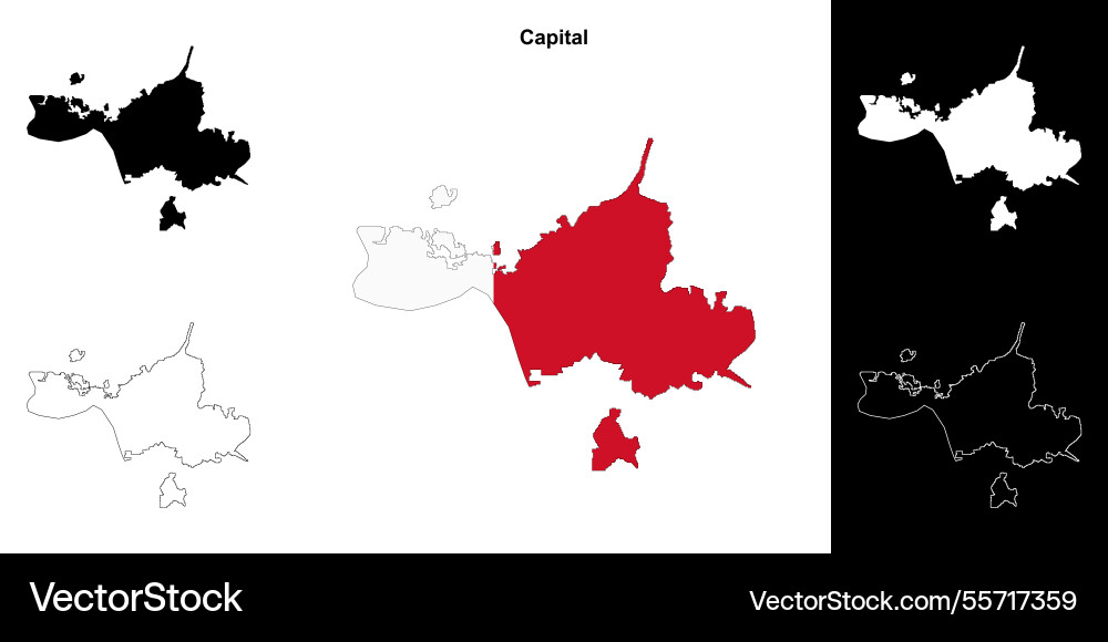 Capital outline map Royalty Free Vector Image - VectorStock