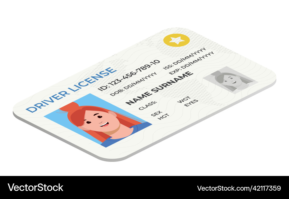 Drivers license a plastic identity card Royalty Free Vector