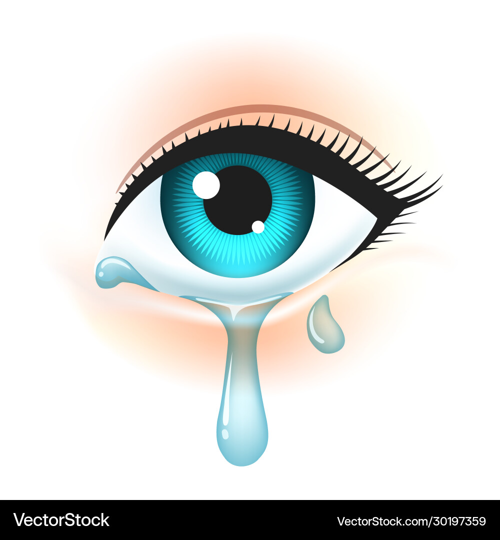 Eye with tears Royalty Free Vector Image - VectorStock
