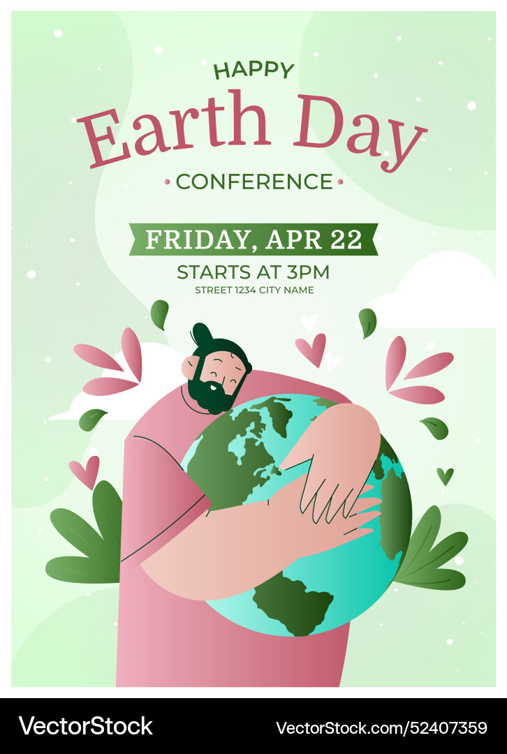 Gradient earth day vertical poster template Vector Image