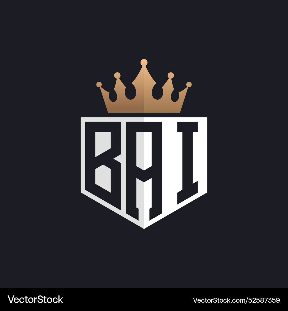 Luxury bai logo with crown elegant initials Vector Image