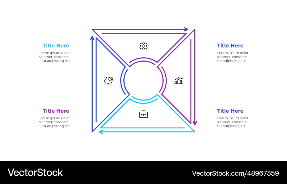 Outline square diagram divided into 4 Royalty Free Vector