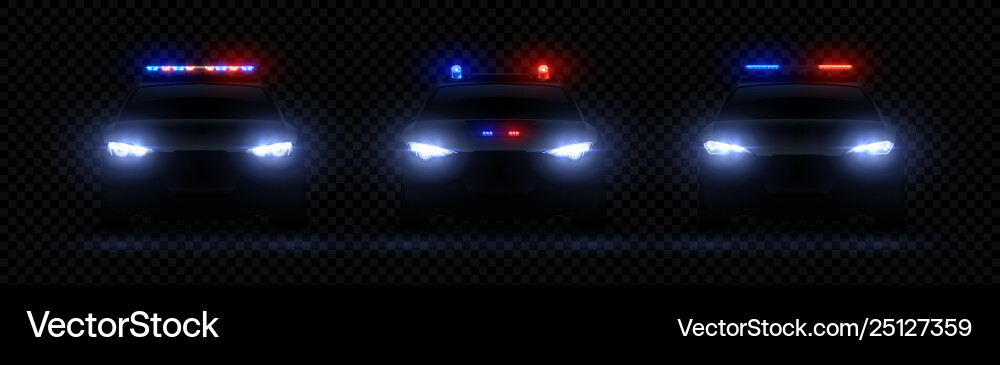 Realistic police headlights car glowing led light Vector Image