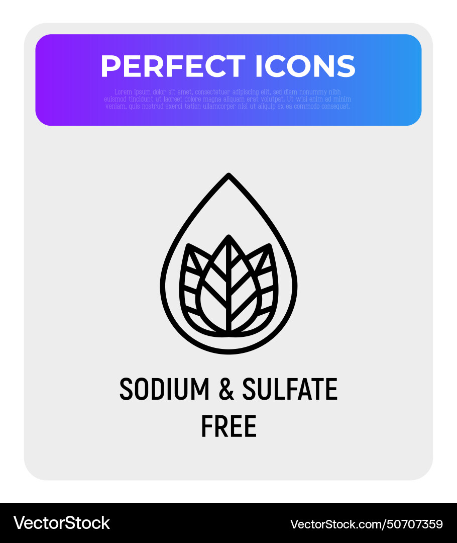 Sodium and sulfate free thin line icon stamp Vector Image