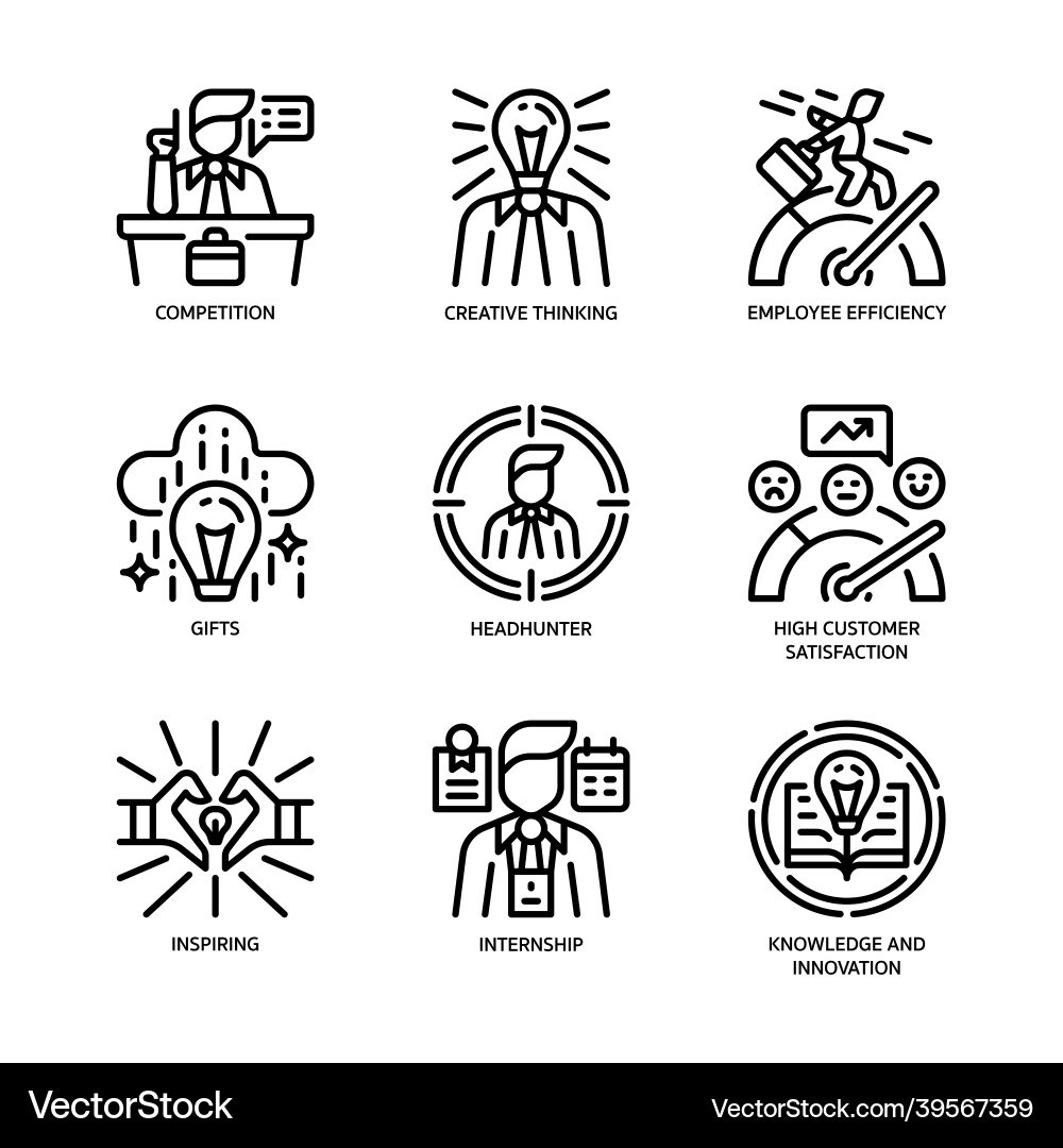 Talent management icon set Royalty Free Vector Image