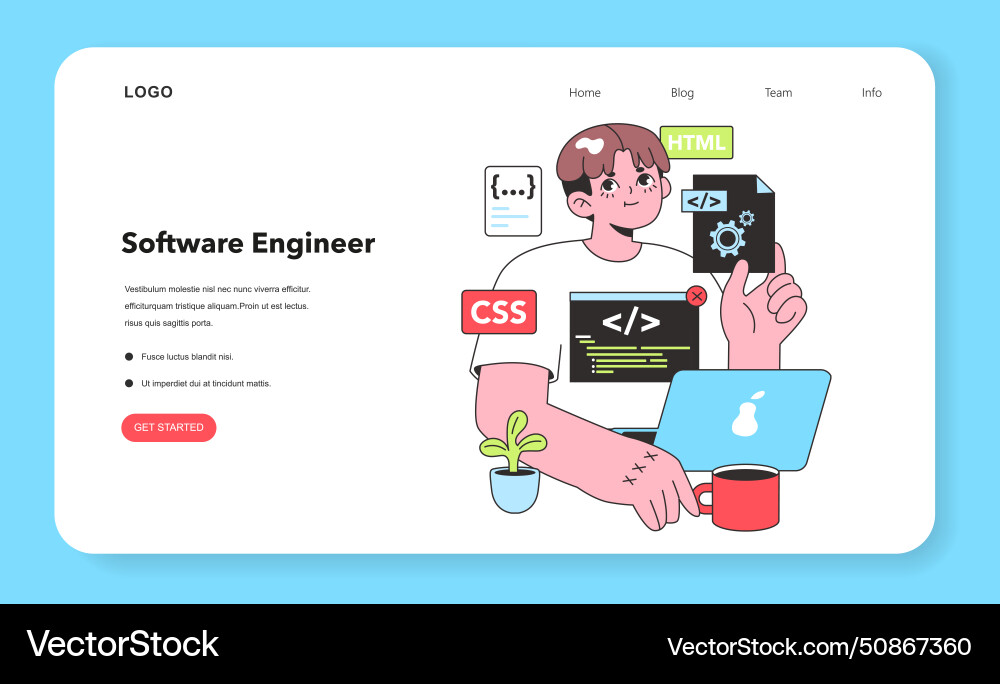 A skilled software engineer displays tools of the Vector Image