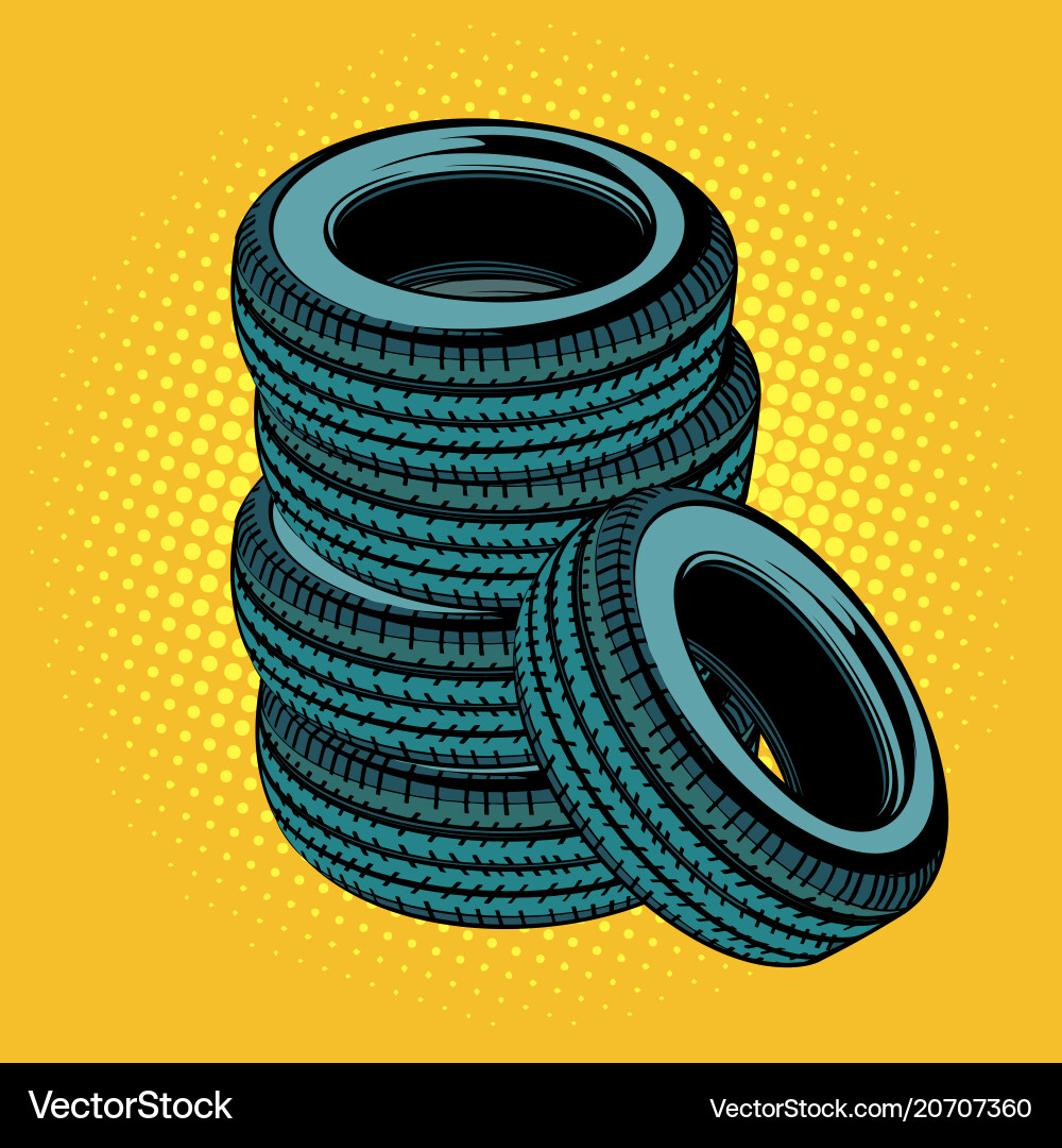 A stack of car tires Royalty Free Vector Image