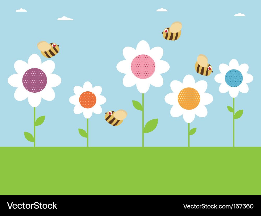 Bees and flowers Royalty Free Vector Image - VectorStock
