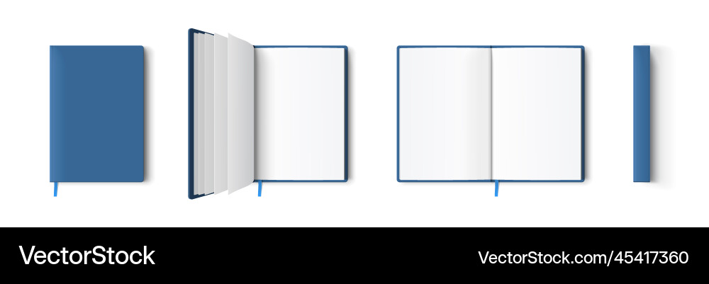 Blue Book Mockup - Open & Closed Royalty Free Vector