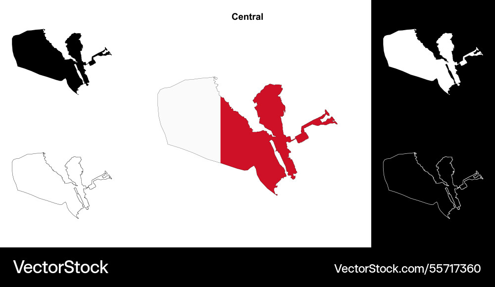Central outline map Royalty Free Vector Image - VectorStock