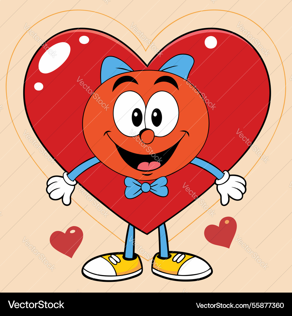 Cheerful heart-shaped character posing Royalty Free Vector