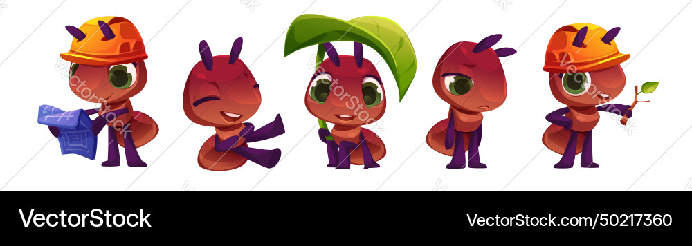 Cute Brown Ant Cartoon Character Royalty Free Vector Image