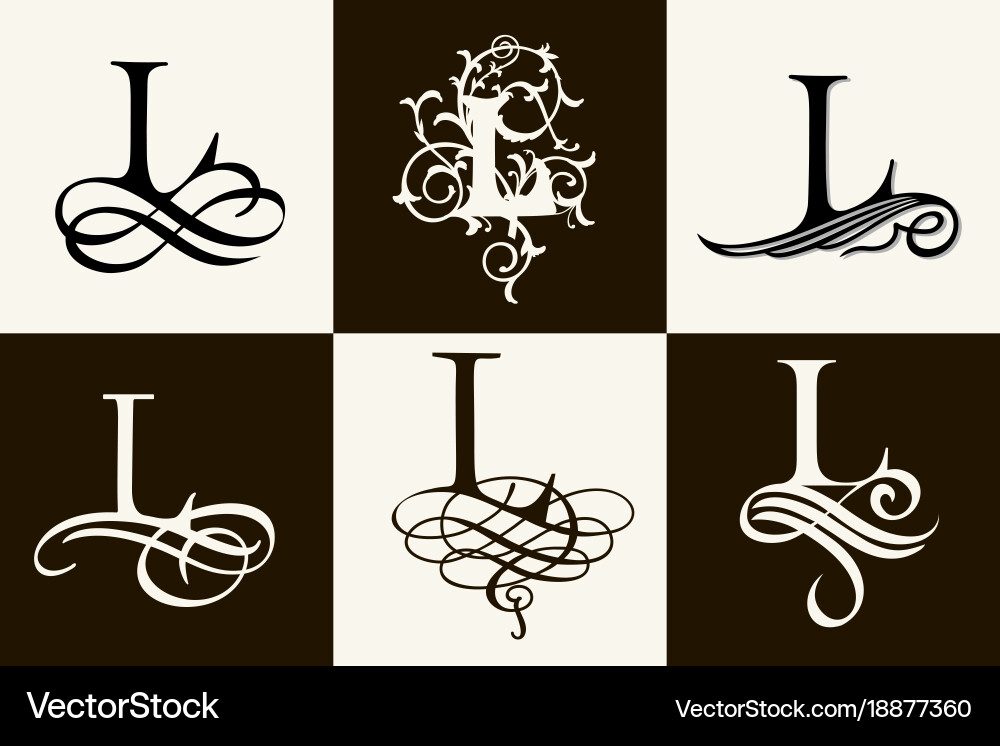 Elegant Filigree Monogram L Royalty Free Vector Image