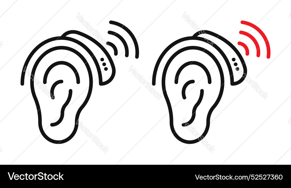 Hearing aid thin line icon set Royalty Free Vector Image