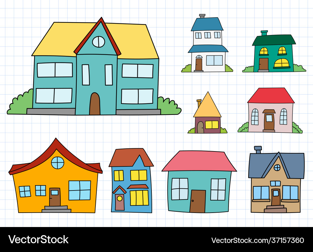 House hand drawn set design isolated on white Vector Image