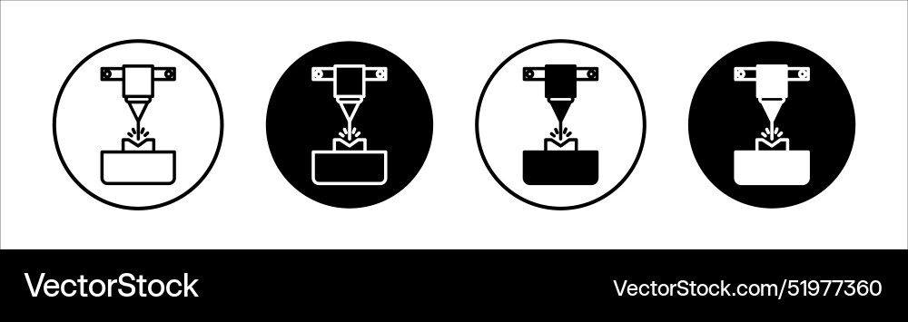 Laser machine flat line icon set laser machine Vector Image