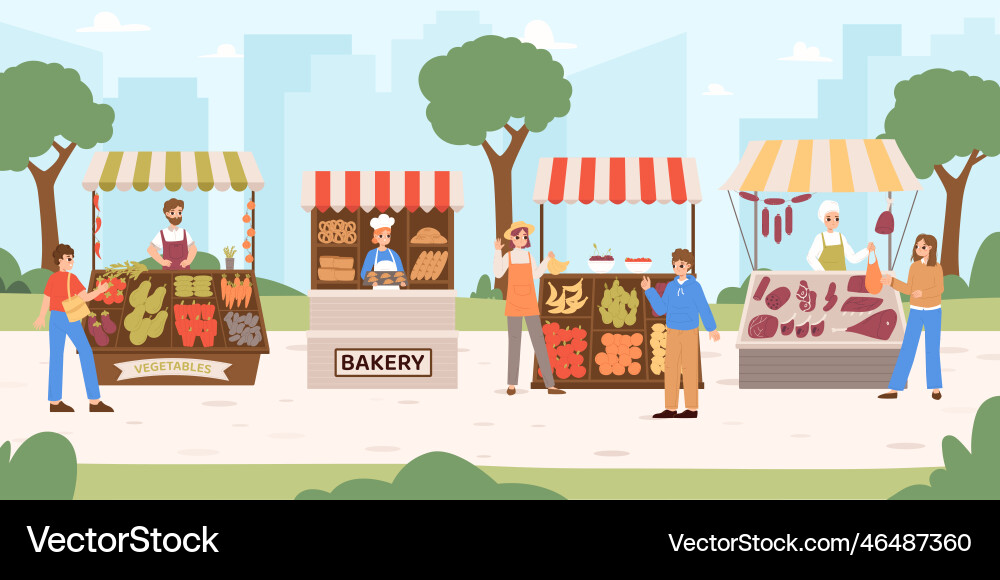 Local Farm Market Scene Royalty Free Vector Image