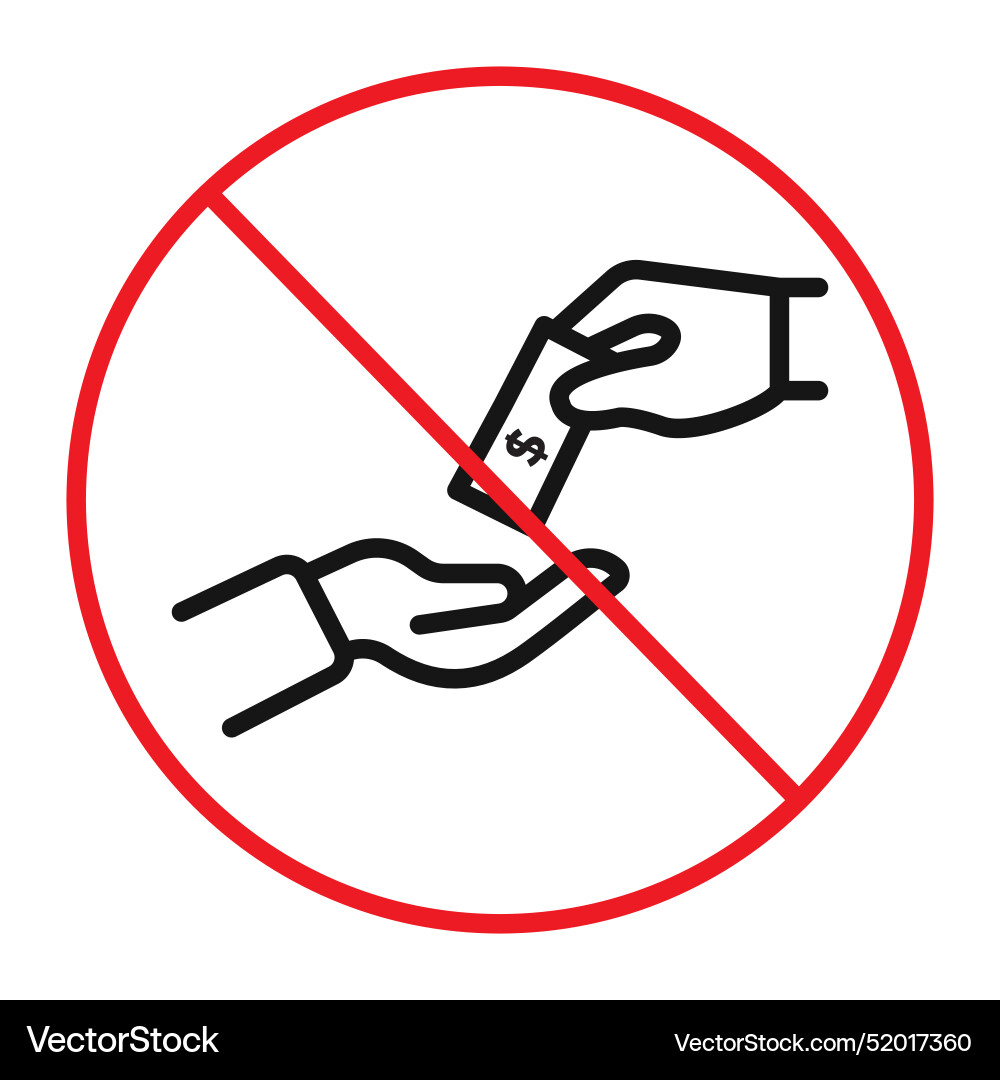 Stop corruption icon black line art Royalty Free Vector