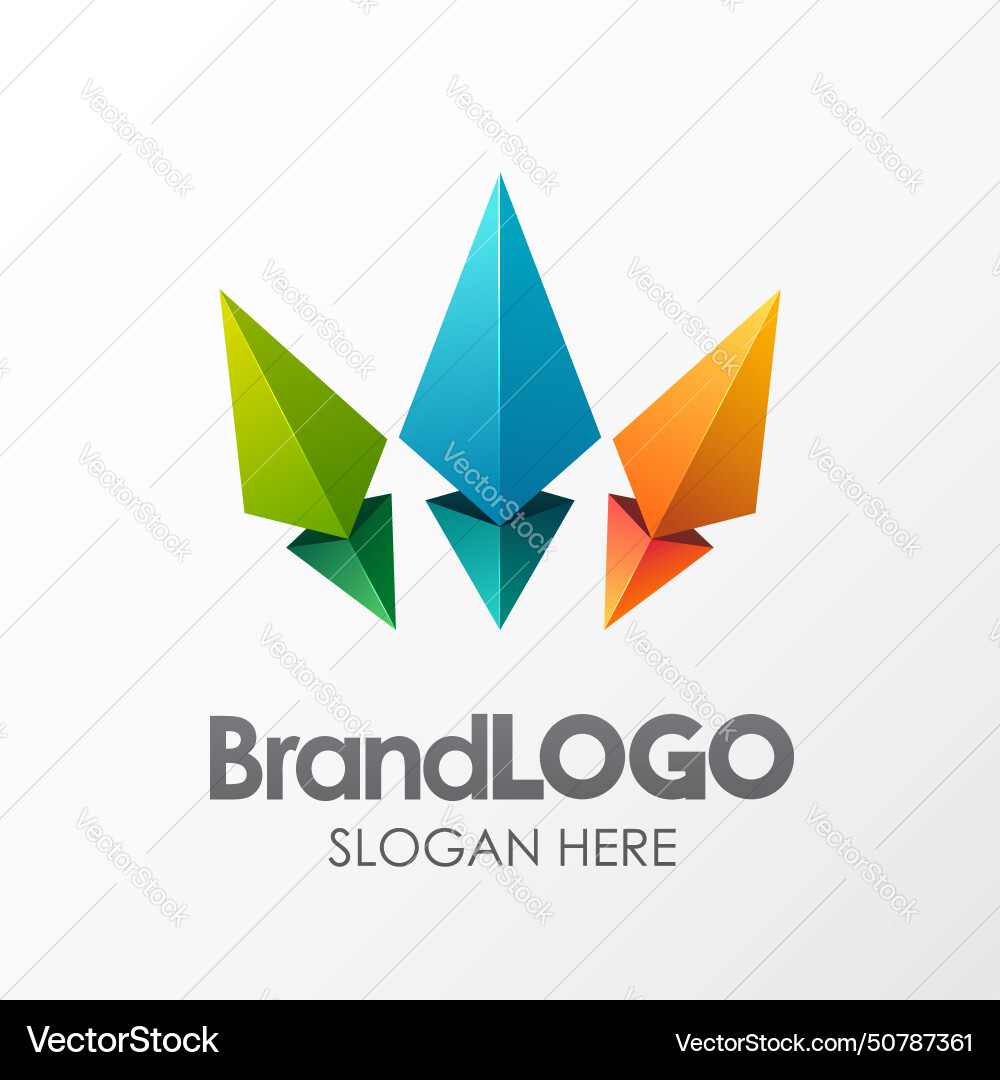 Brand logo template 3d shape low poly suitable Vector Image