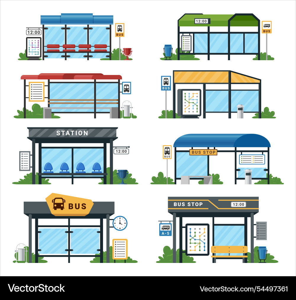 Bus stop city infrastructure passenger Royalty Free Vector