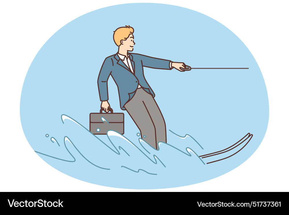 Businessman riding water ski Royalty Free Vector Image