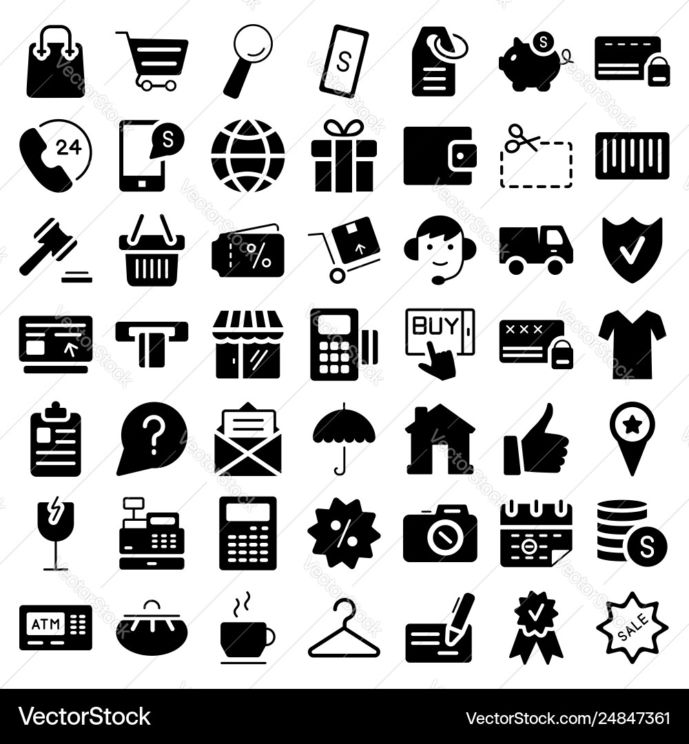 E-commerce flat web icons set symbols Royalty Free Vector