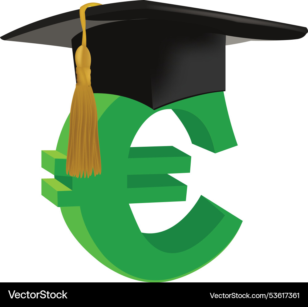 Euro with doctoral hat Royalty Free Vector Image