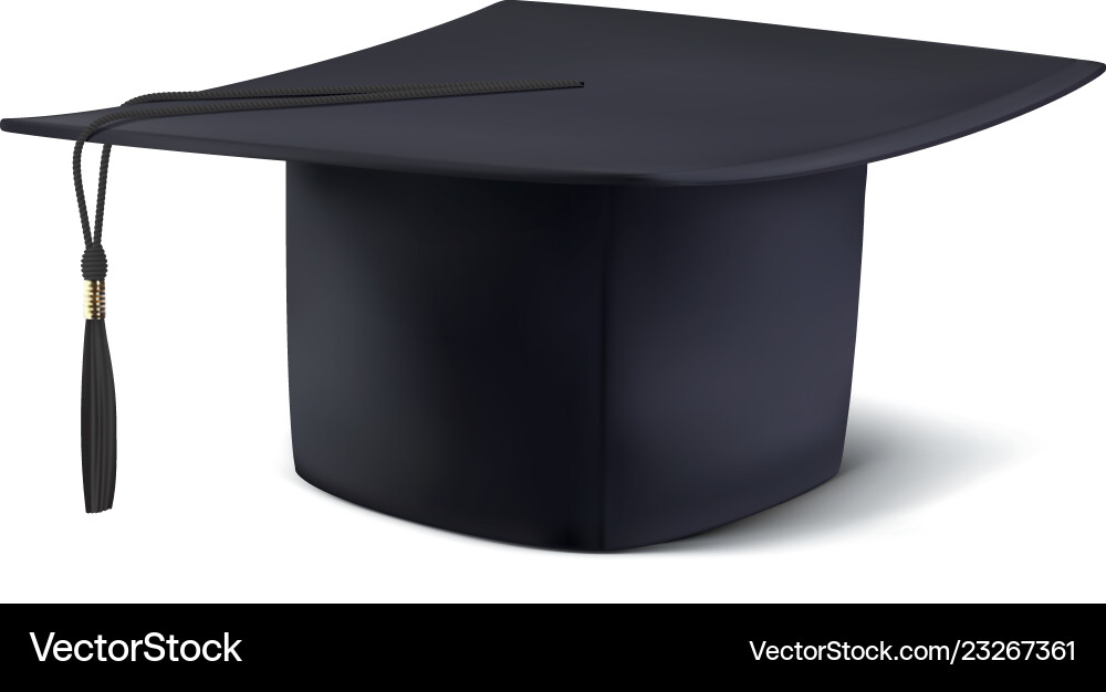 Graduation cap isolated on white realistic 3d Vector Image